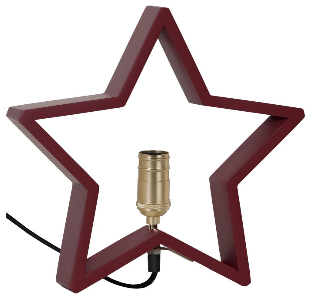 STAR TRADING Stolní lampa Star Red - 30 cm, červená barva, dřevo, plast