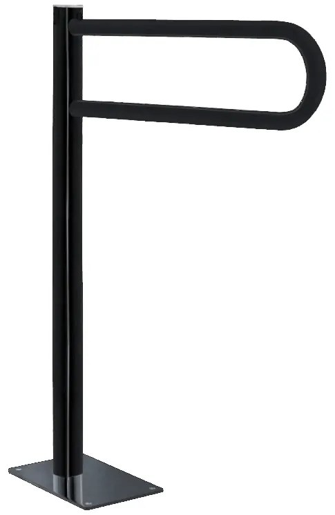 Podlahové MADLO k WC pevné černé premium Délka: 60 cm, Průměr: 30 mm