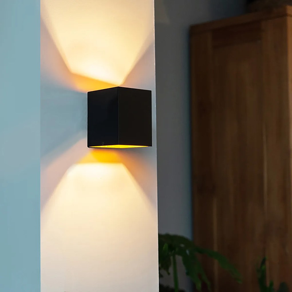 Chytrá nástěnná lampa černá a zlatá čtvercová vč. Wi-Fi G9 - Sola