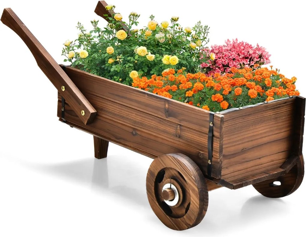Costway Plant Cart Dekorativní květinový vozík s kolečky – 81 × 40 × 38,5 cm