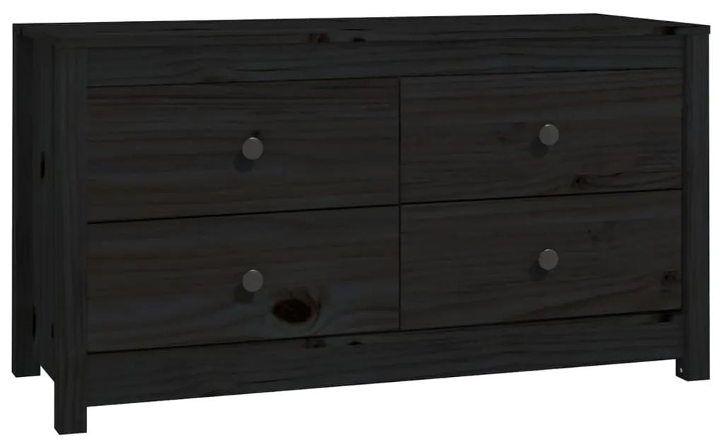 Odkládací skříňka černá 100x40x54 cm masivní borové dřevo - Default Title