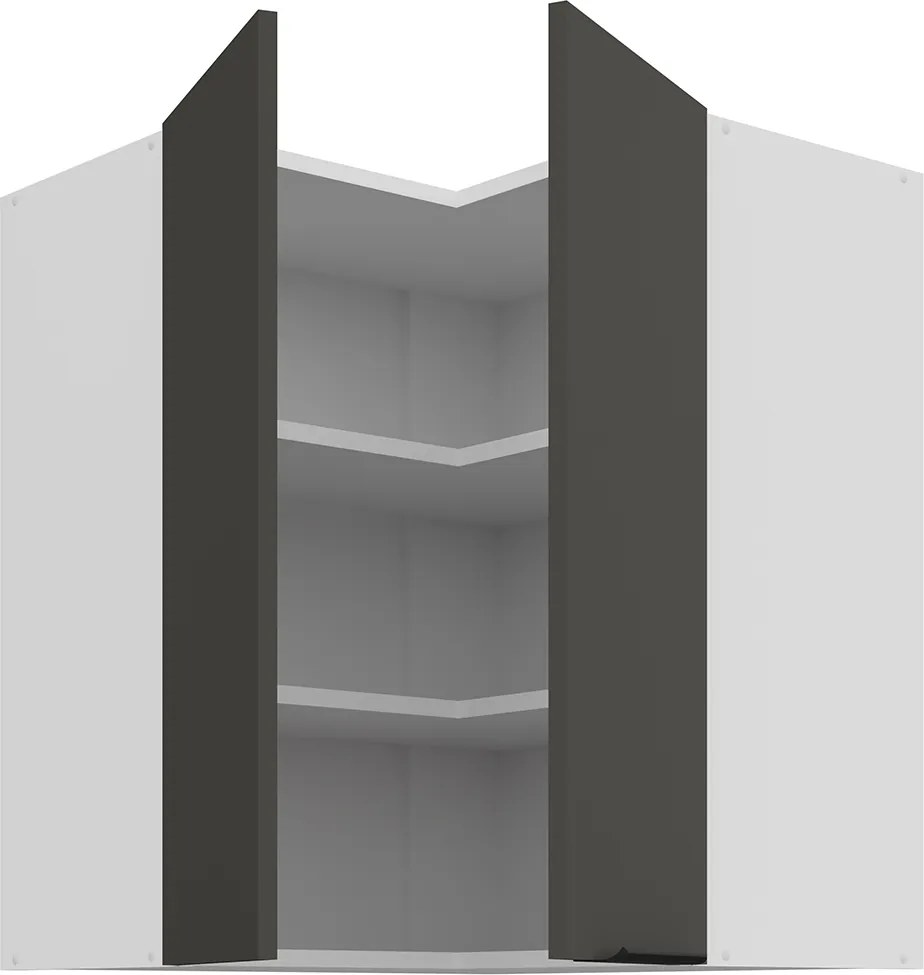 ARIA po | horní kuchyňská skříňka 60x60 GN-72 2F (90°) rohová s policemi | 60x60 cm | bílá/šedá grafit