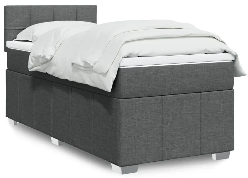 Box spring postel s matrací tmavě šedá 90x190 cm textil 3289224