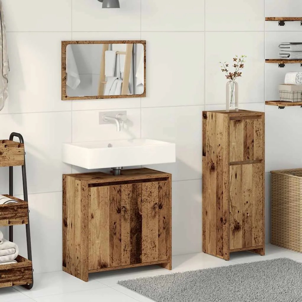 3dílná koupelnová sestava old wood kompozitní dřevo 3328563