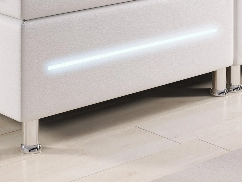 M&B postele Boxspring postel SEJOUR bez úložného prostoru s LED Velikost postele: 200 × 200 cm, Výběr matrace: Oboustranná pružinová matrace - středn…