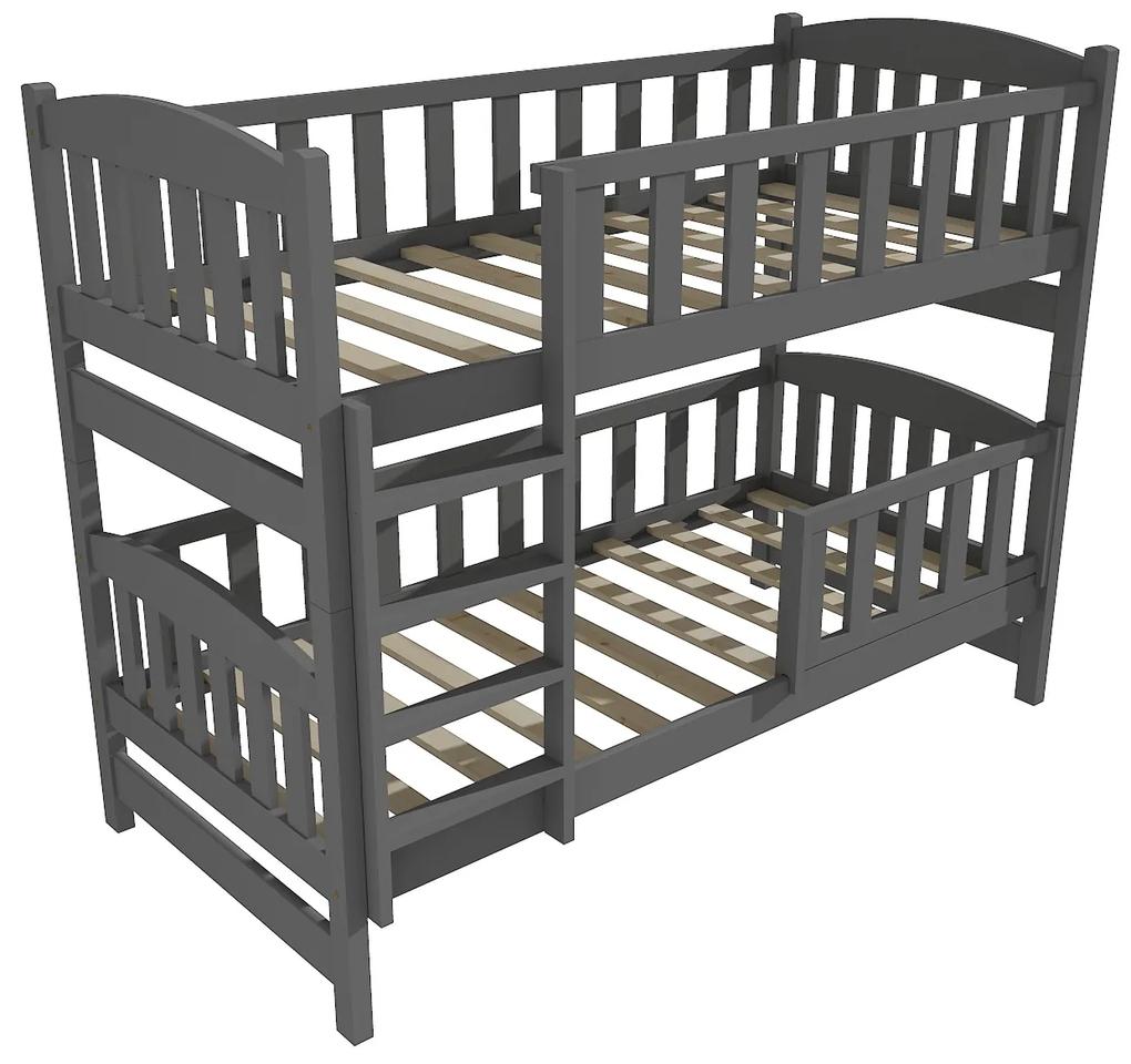 Vomaks Patrová postel PP 013 se zábranou Rozměr: 80 x 180 cm, Barva: surové dřevo, Prostor mezi lůžky: 80 cm