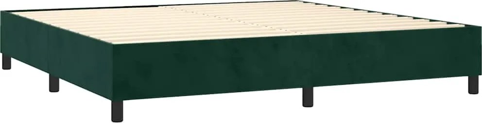 Box spring postel s matrací a LED tmavě zelená 200x200 cm samet 3136086