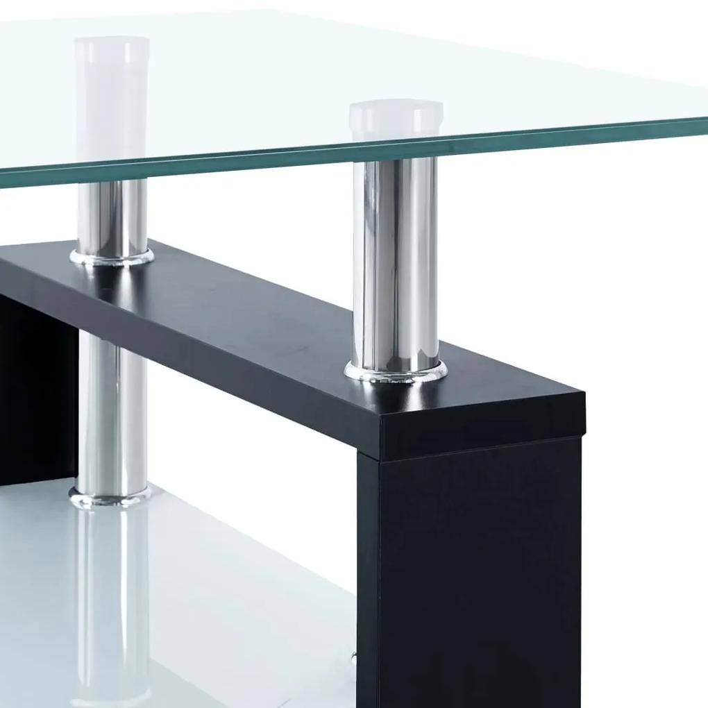 Konferenční stolek černý a průhledný 95x55x40 cm tvrzené sklo