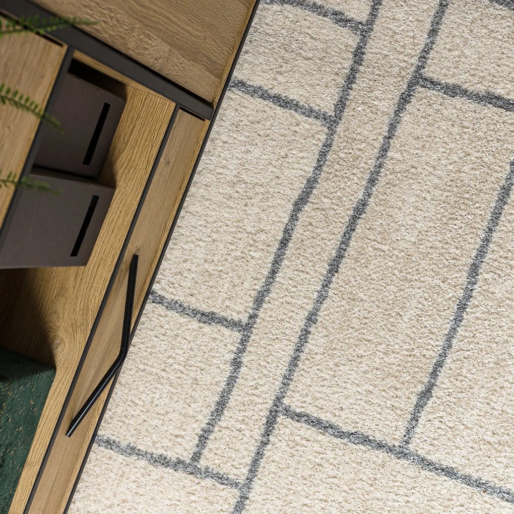 Dywany Łuszczów, Kusový koberec Fusion 0806 cream/l. grey, 80x150, bílá, kancelář