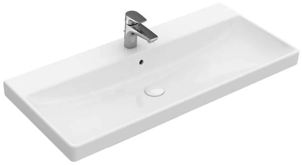 Villeroy & Boch Avento - Umyvadlo nábytkové 100x47 cm, s přepadem, otvor pro baterii, CeramicPlus, alpská bílá 4156A5R1