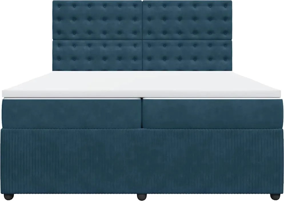 Box spring postel s matrací tmavě modrá 200x200 cm samet 3292446