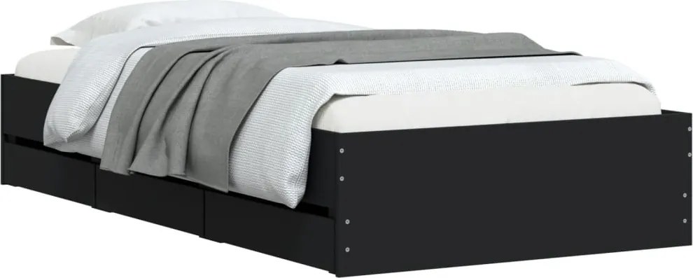 Rám postele se zásuvkami černý 75 x 190 cm kompozitní dřevo 3207330