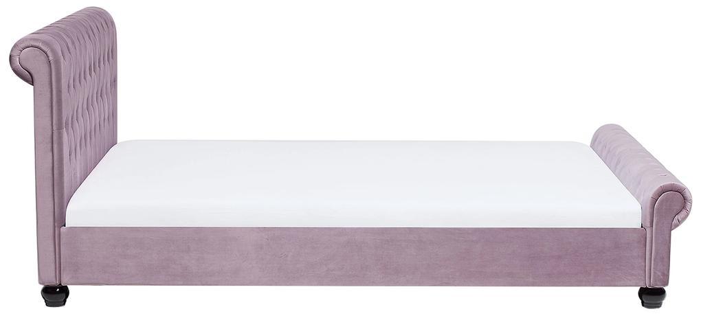 Růžová čalouněná manželská postel Chesterfield 180x200 cm AVALLON Beliani