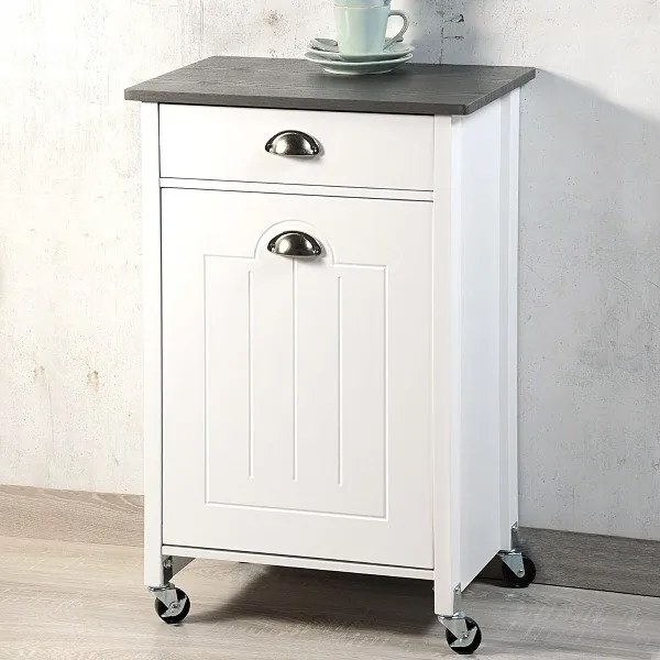 Bílý kuchyňský vozík na kolečkách, KESPER