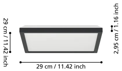 Eglo 901466-LED RGBW St. koupel. svítidlo ROVITO-Z 13,4W/230V 29x29cm IP44 černá