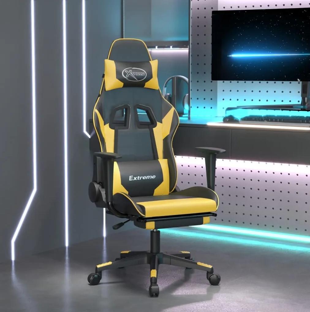 vidaXL Herní židle s podnožkou umělá kůže [3143704] Barva: Černobílý