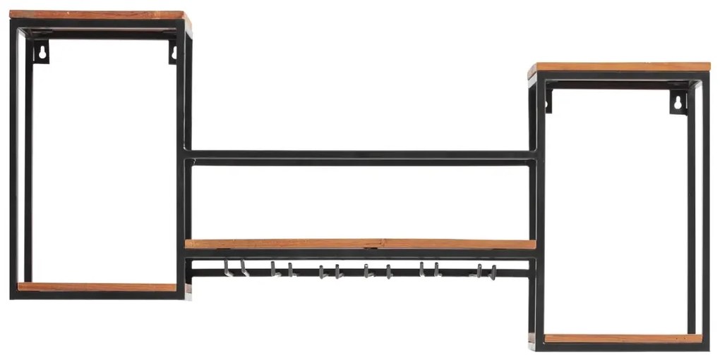furniture-nabytek.cz - Masivní závěsná police Arvello z kovu a dřeva, lakovaná, hnědá – 100×20×41 cm