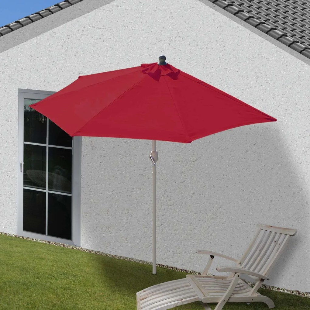 Slunečník půlkruh Parla - polyester/hliník - 270cm bordó bez stojanu