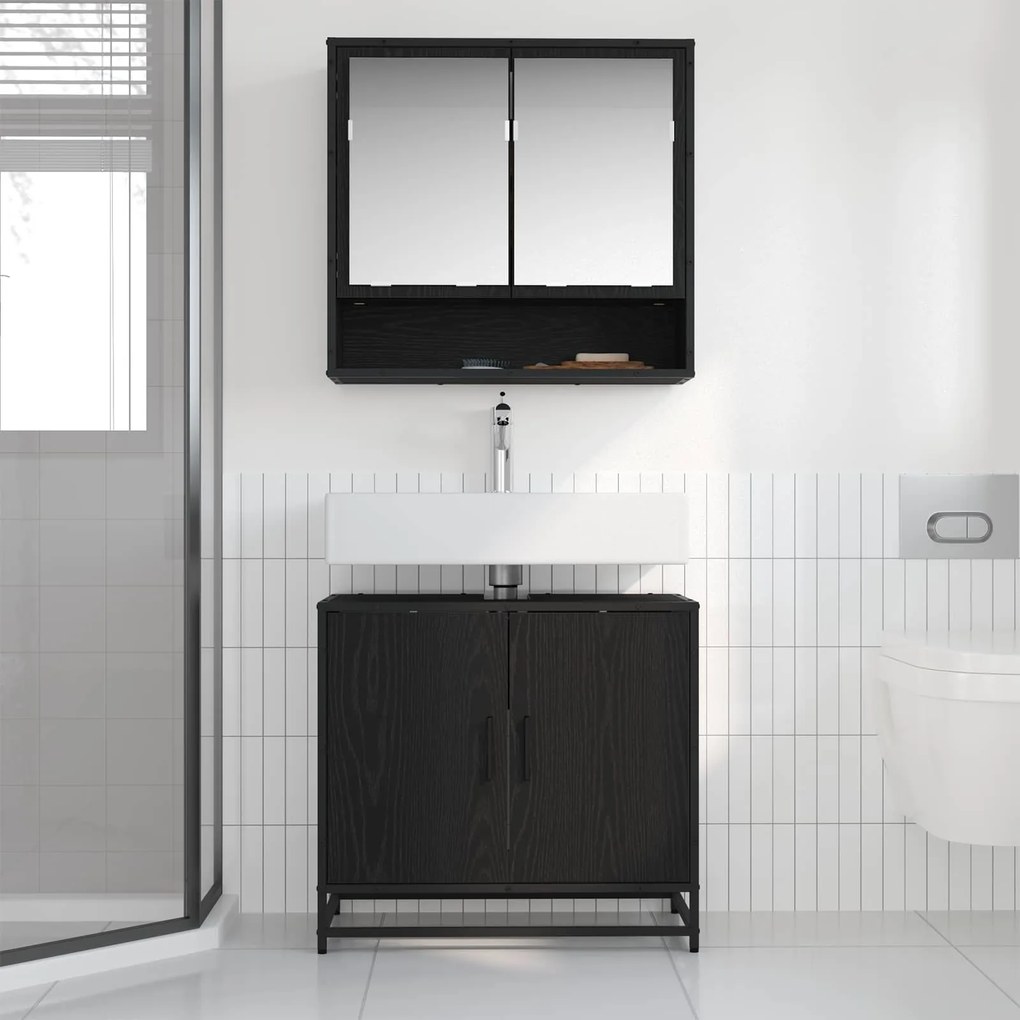 Sada koupelnového nábytku 2 ks Černý dub 65 x 33 x 60 cm 3402347