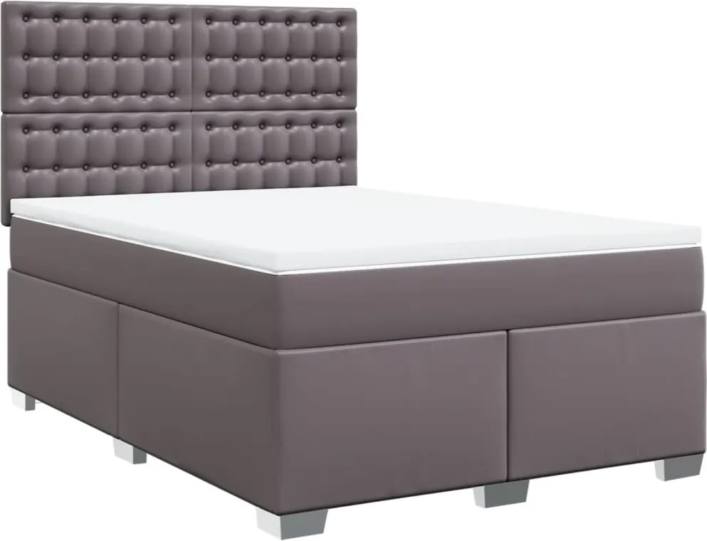Box spring postel s matrací šedá 140x200 cm umělá kůže 3290726