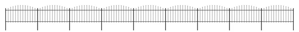 Zahradní plot s hroty ocel (1,25–1,5) x 15,3 m černý,  277738