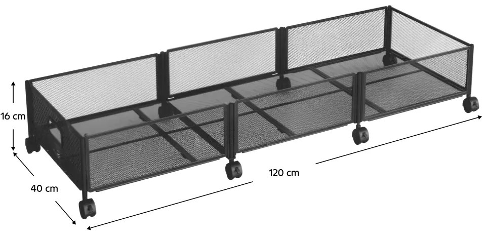 Kondela Organizér pod postel s kolečky, černá, TOMKO TYP 2