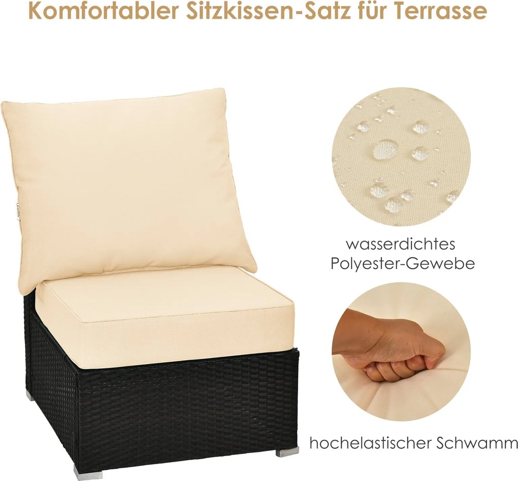Costway Polštář na zahradní nábytek podsedák + opěrák 60 x 40 x 20 cm polštáře