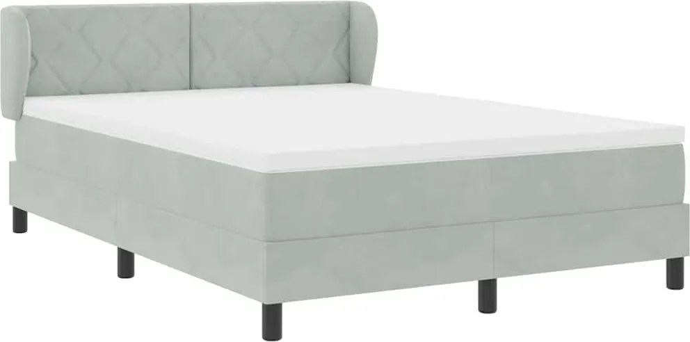 Postel s boxspringem s čelo Světle šedá 140 x 200 cm samet 3340442