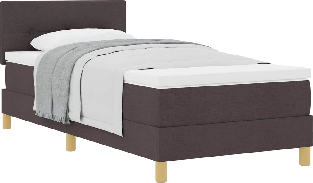 Postel s boxspringem s čelo Tmavě hnědá 100 x 200 cm textil 3338898