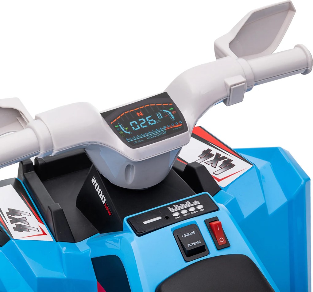 HOMCOM dětská elektrická čtyřkolka, mini elektrická čtyřkolka s funkcí jízdy vpřed a vzad, 6 V elektrické vozidlo pro děti 1,5-3 roky, 2,5 km/h, modr…