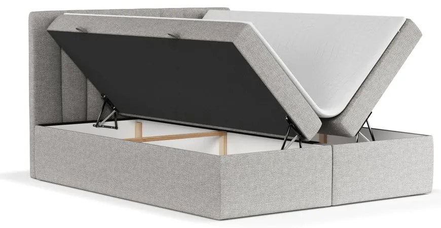 Světle šedá boxspring postel s úložným prostorem 140x200 cm Novento – Maison de Rêve