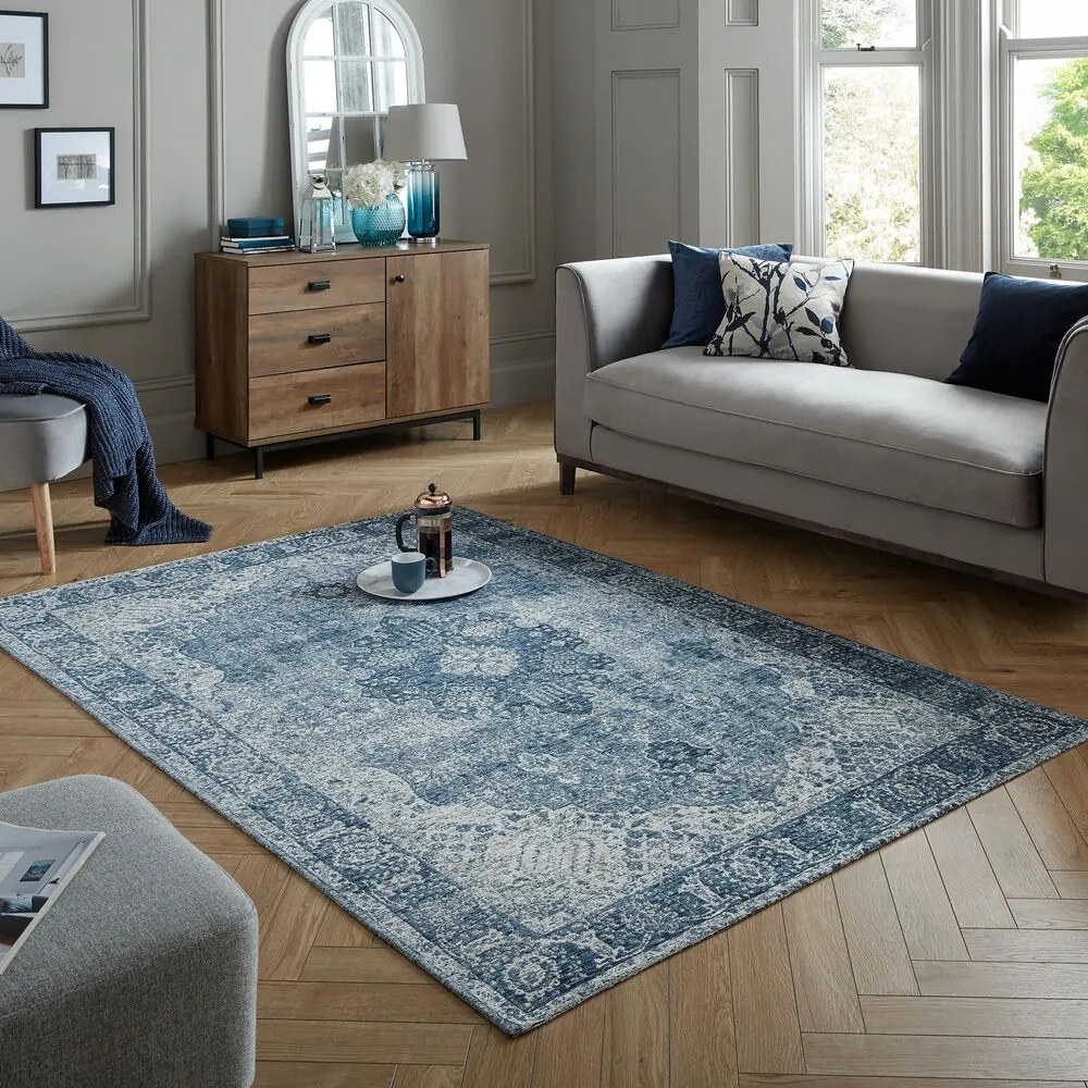 Flair Rugs, Kusový koberec Manhattan Antique Blue, 120x170, modrá, ložnice