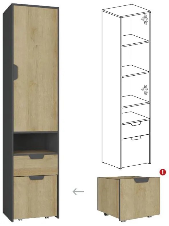 Nano - regál NA3 L/P - dub riviera