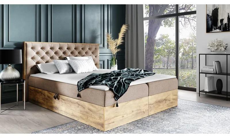 Kontinentální postel Madaris 3, Rozměr postele: 120x200, Barva:: dub wotan + Faro 20