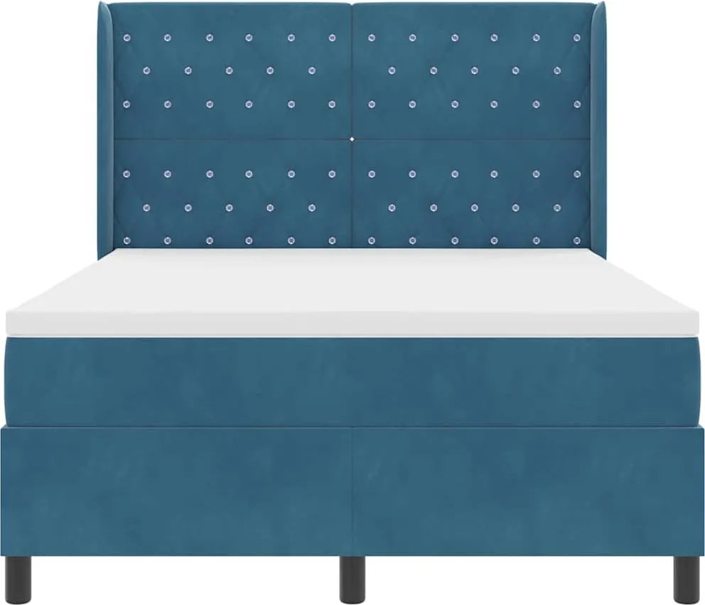Postel s boxspringem s matrací s čelo Modrá 140 x 200 cm samet 3341958