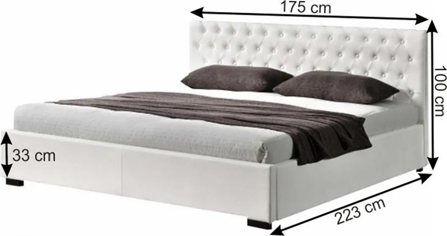 Tempo Kondela Čalouněná postel DORLEN 2 NEW 160x200, s úložným prostorem, bílá