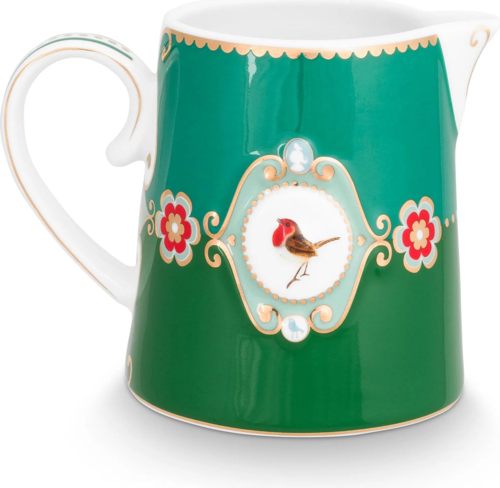 Pip Studio Love Birds mlékovka 270ml, zelená (džbánek na mléko porcelánový)