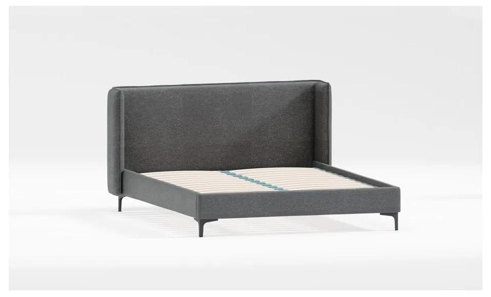 Tmavě šedá čalouněná dvoulůžková postel s roštem 180x200 cm Basti – Ropez