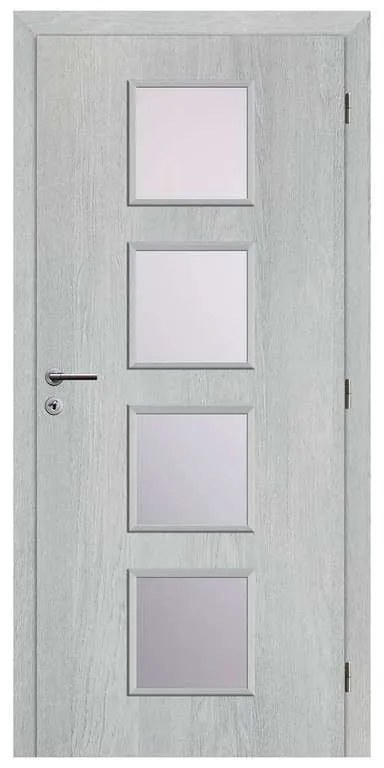 Solodoor Interiérové dveře Etta 4, 70 P, 70 × 197cm, fólie, pravé, Earl Grey, prosklené