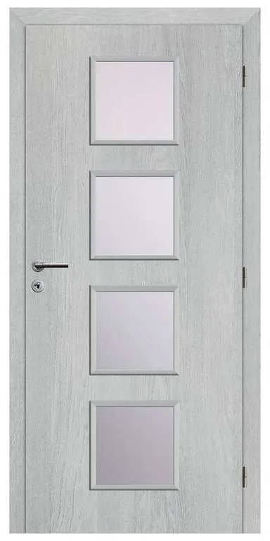 Solodoor Interiérové dveře Etta 4, 60 L, 650 × 1985 mm, fólie, levé, Earl Grey, prosklené