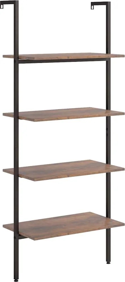 4patrová opěrná police tmavě hnědá a černá 64 x 35 x 152,5 cm 336383