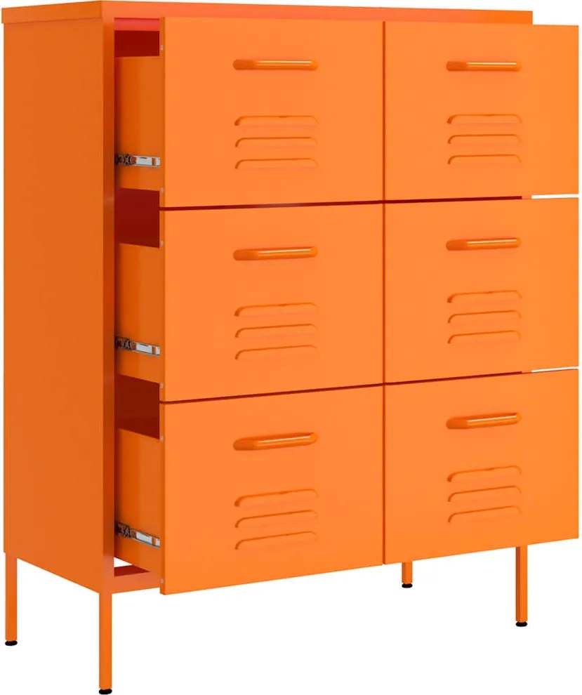 Zásuvková skříň oranžová 80 x 35 x 101,5 cm ocel 336147