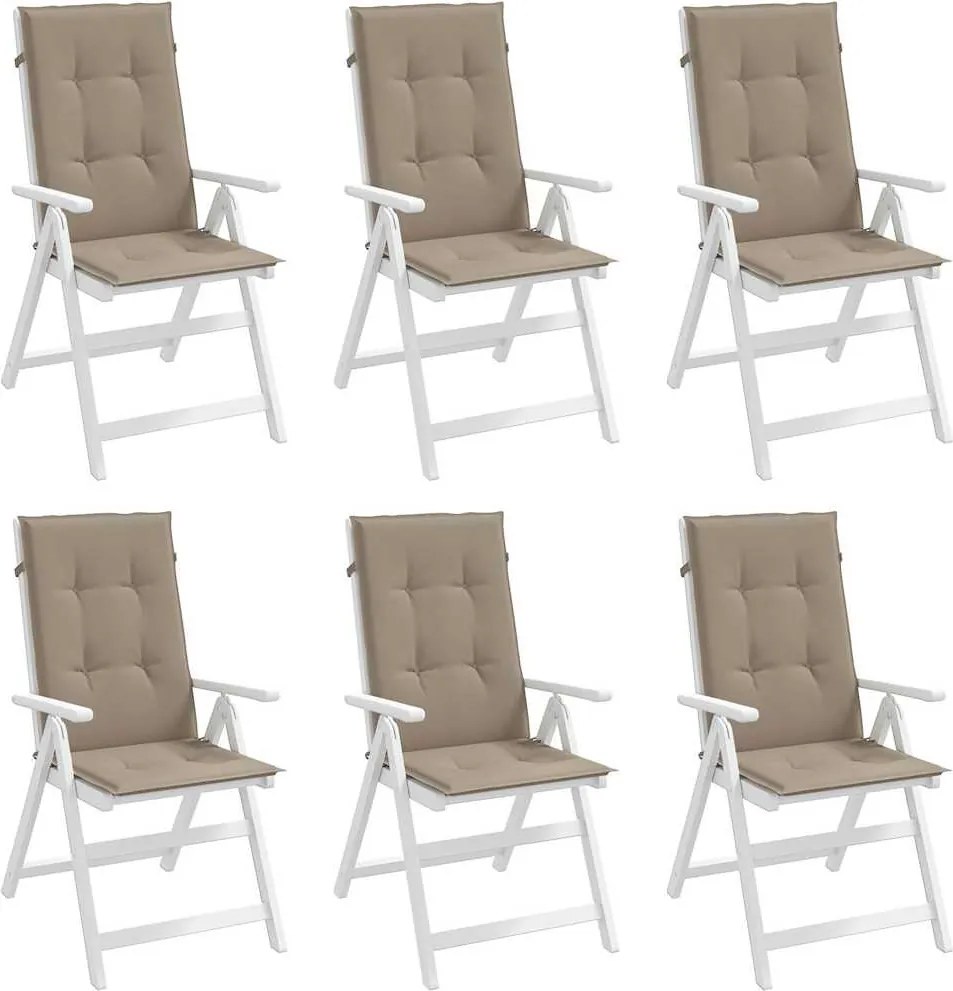 Podušky na židli vysoké opěradlo 6 ks taupe 120x50x3 cm textil 314112