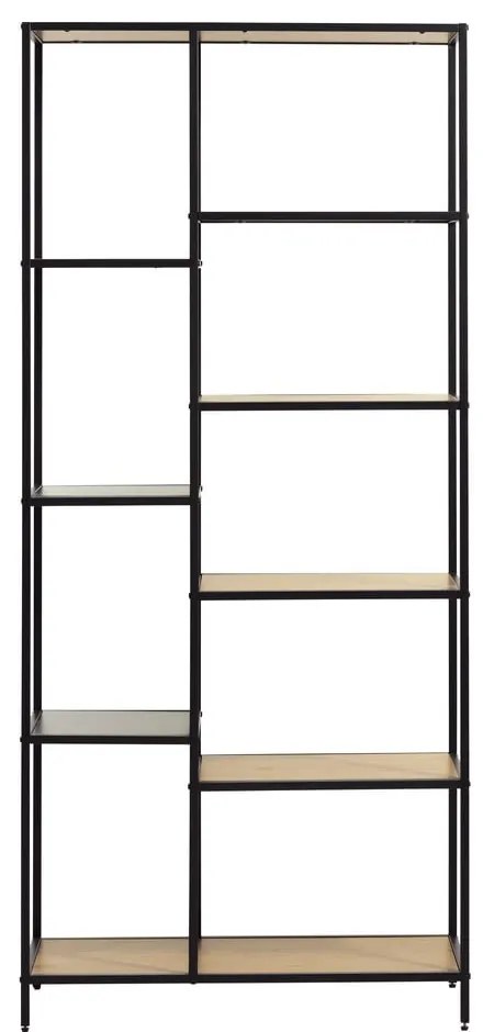 Černá/v přírodní barvě knihovna v dekoru dubu 80x180x35 cm Altino – Unique Furniture