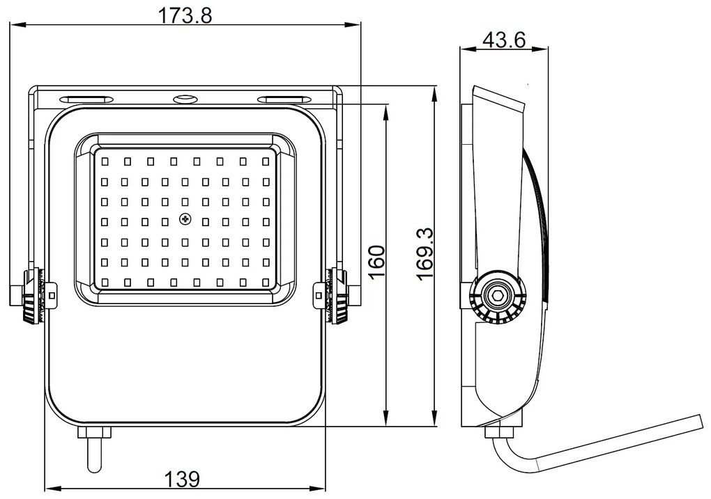 Venkovní reflektor Capri LED 50W, 6000lm, 3000K, IP65, 17,4x14cm, černá