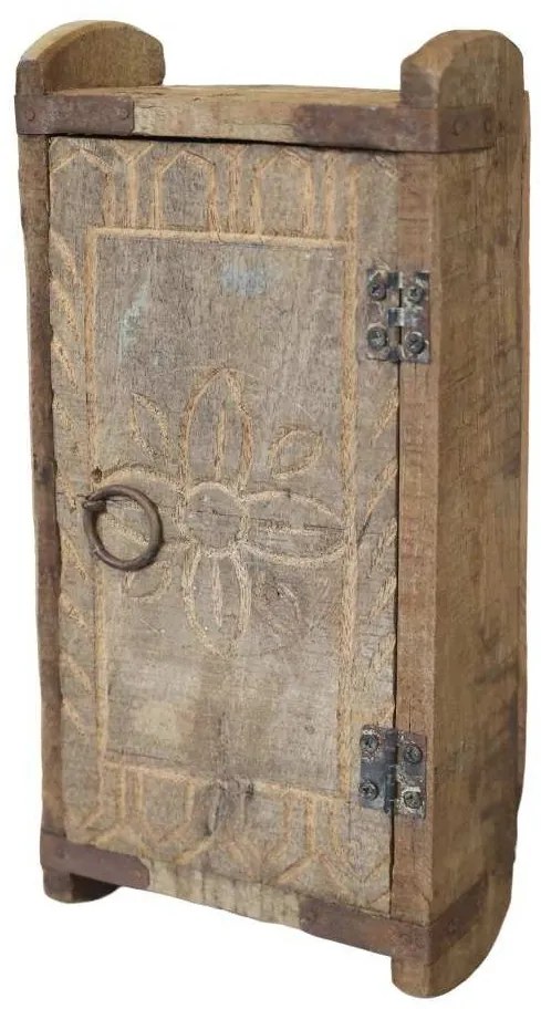 Retro nástěnná dřevěná skříňka s dvířky Grimaud Brick - 15*9*32 cm