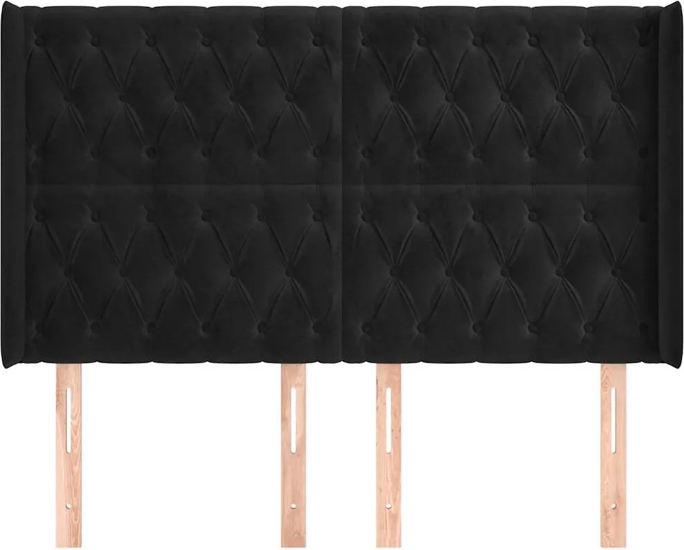 Čelo postele typu ušák černé 147x16x118/128 cm samet 3119966