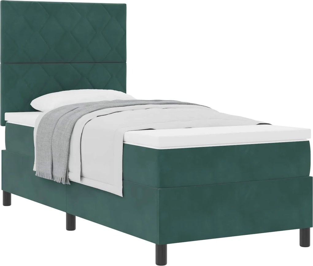 Postel s boxspringem s čelo Tmavě zelená 90 x 190 cm samet 3339869