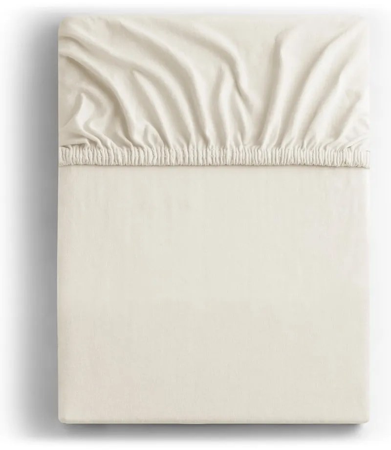 Bílé/krémové napínací prostěradlo jersey 90x200 cm Amber – Restilo