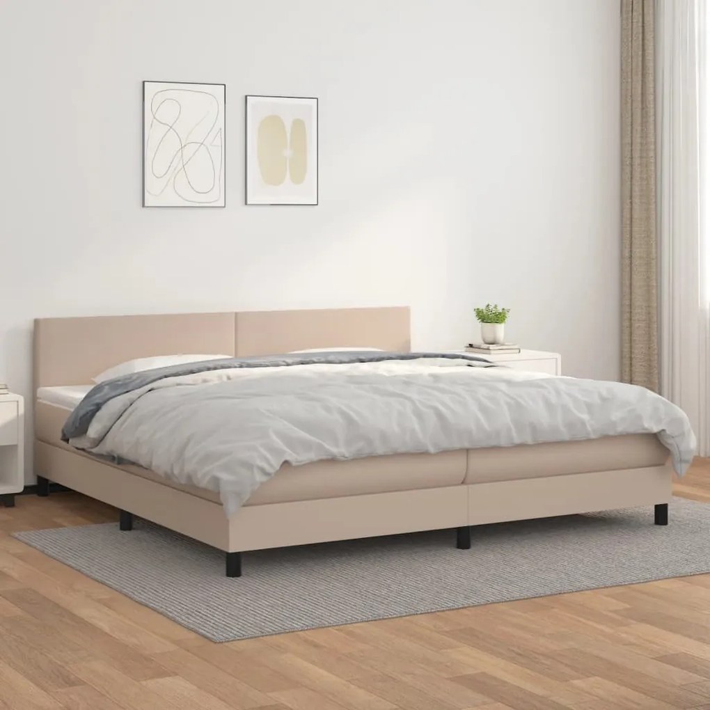 Box spring postel s matrací cappuccino 200 x 200 cm umělá kůže 3141028